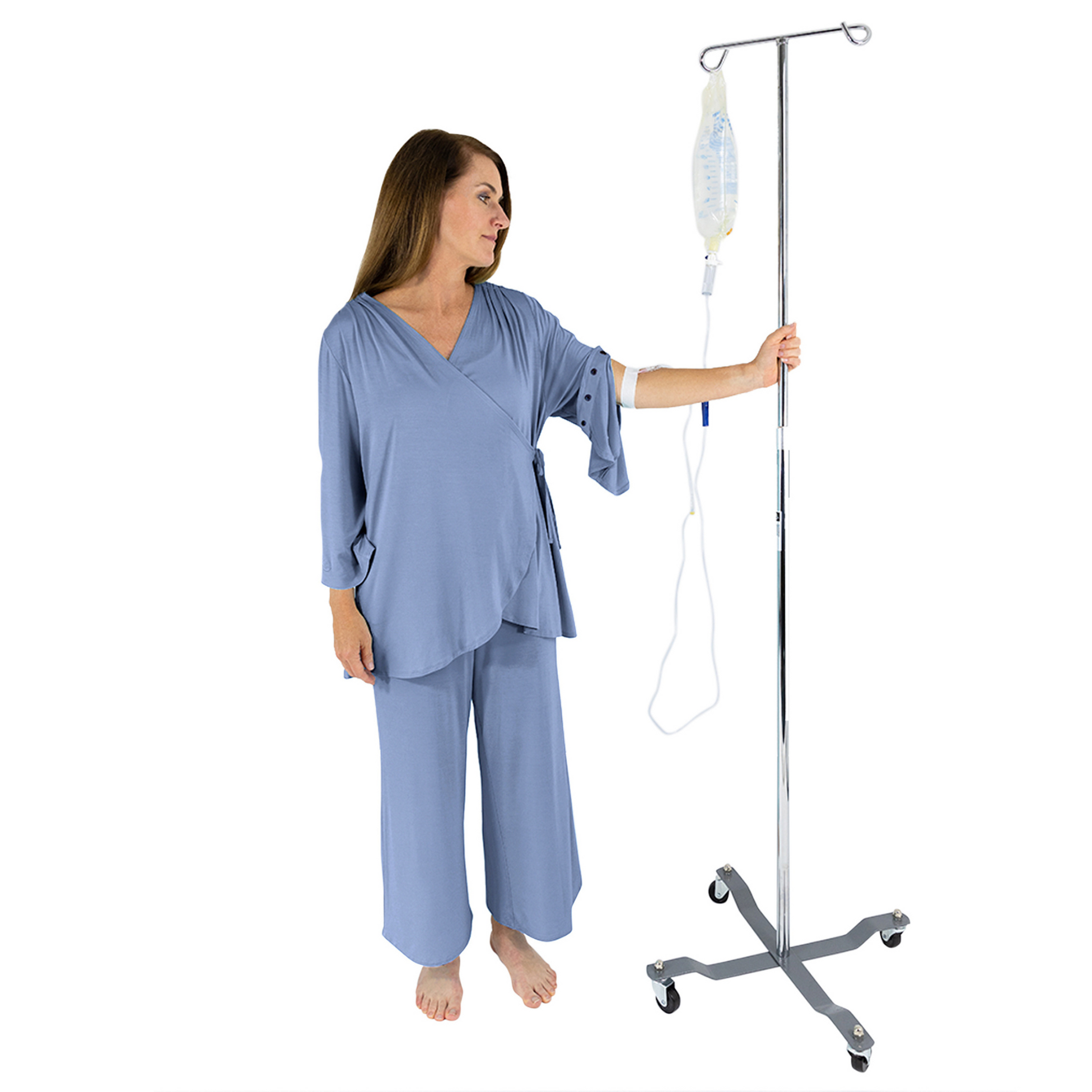 KickIt Hospital Pajamas with Snap Sleeves | Hospital Gown Alternative ...